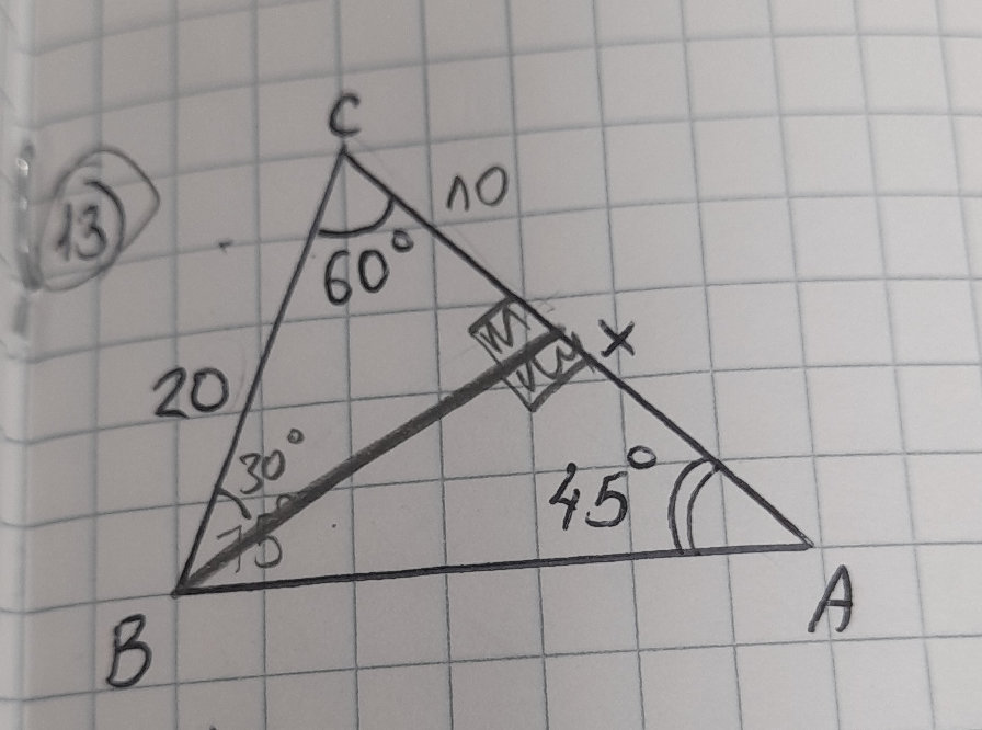 Find the length $x$ in the triangle $ ABC$ | StudyX
