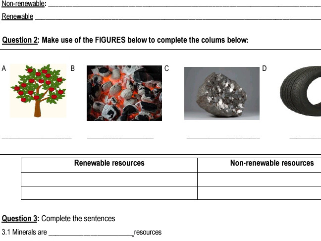 Non-renewable: ________ Renewable: ________ | StudyX
