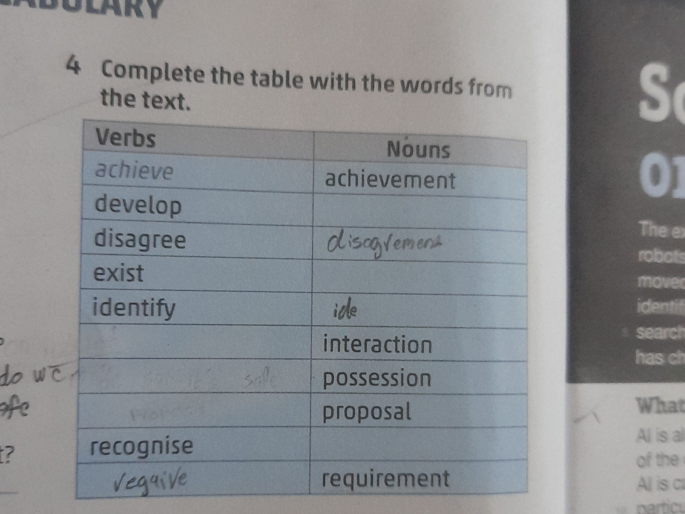 4 Complete the table with the words from the | StudyX