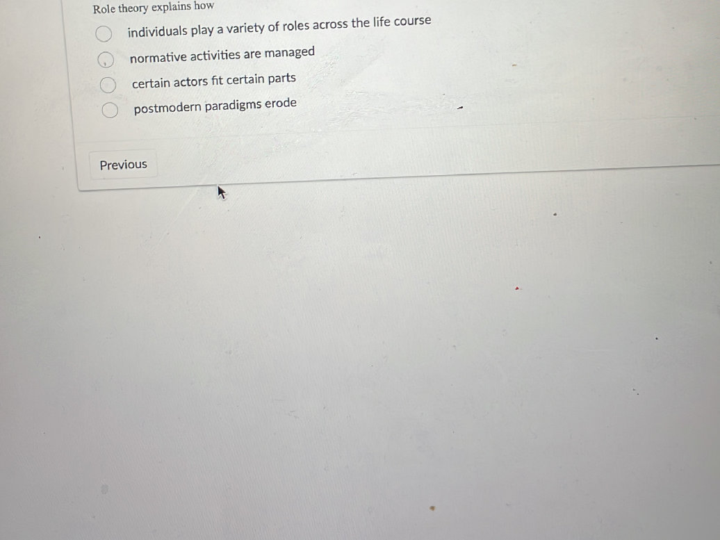 Role theory explains how individuals play a | StudyX