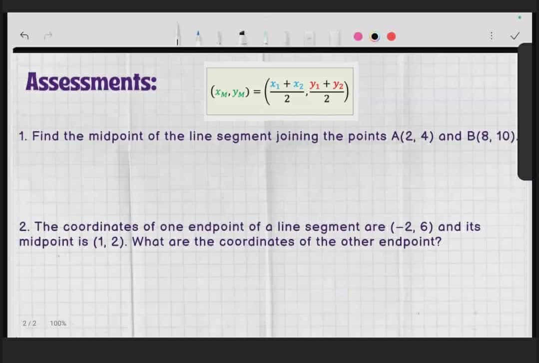 Assessments: Midpoint Formula: $$ (x_{M}, | StudyX