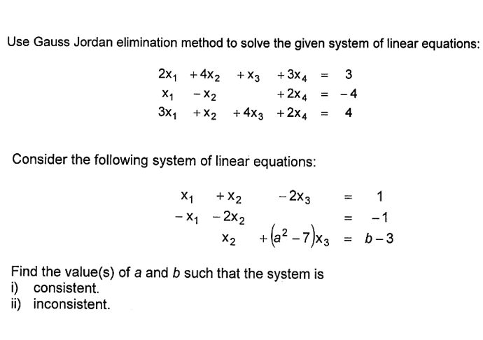 Use Gauss Jordan elimination method to solve | StudyX