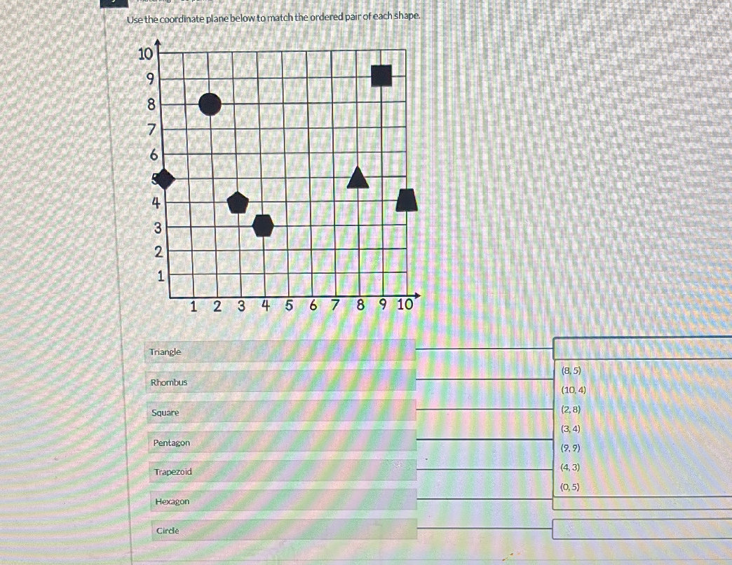 Use the coordinate plane below to match the | StudyX