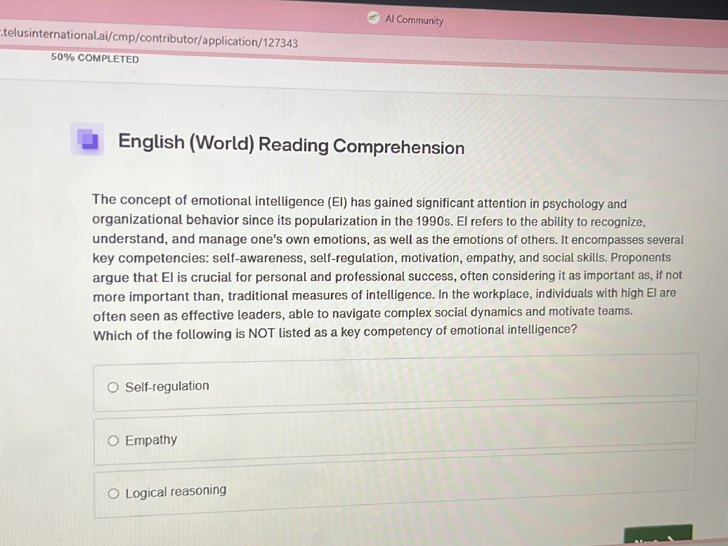 English (World) Reading Comprehension The | StudyX