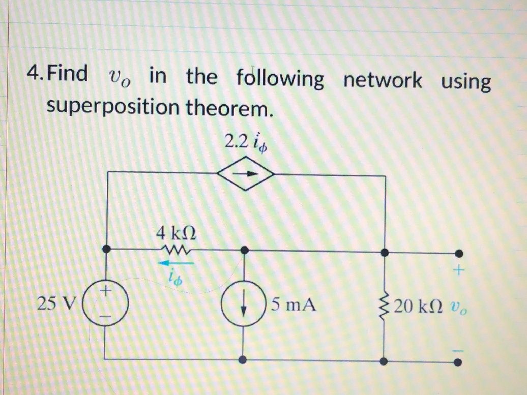 4. Find $v_o$ in the following network using | StudyX