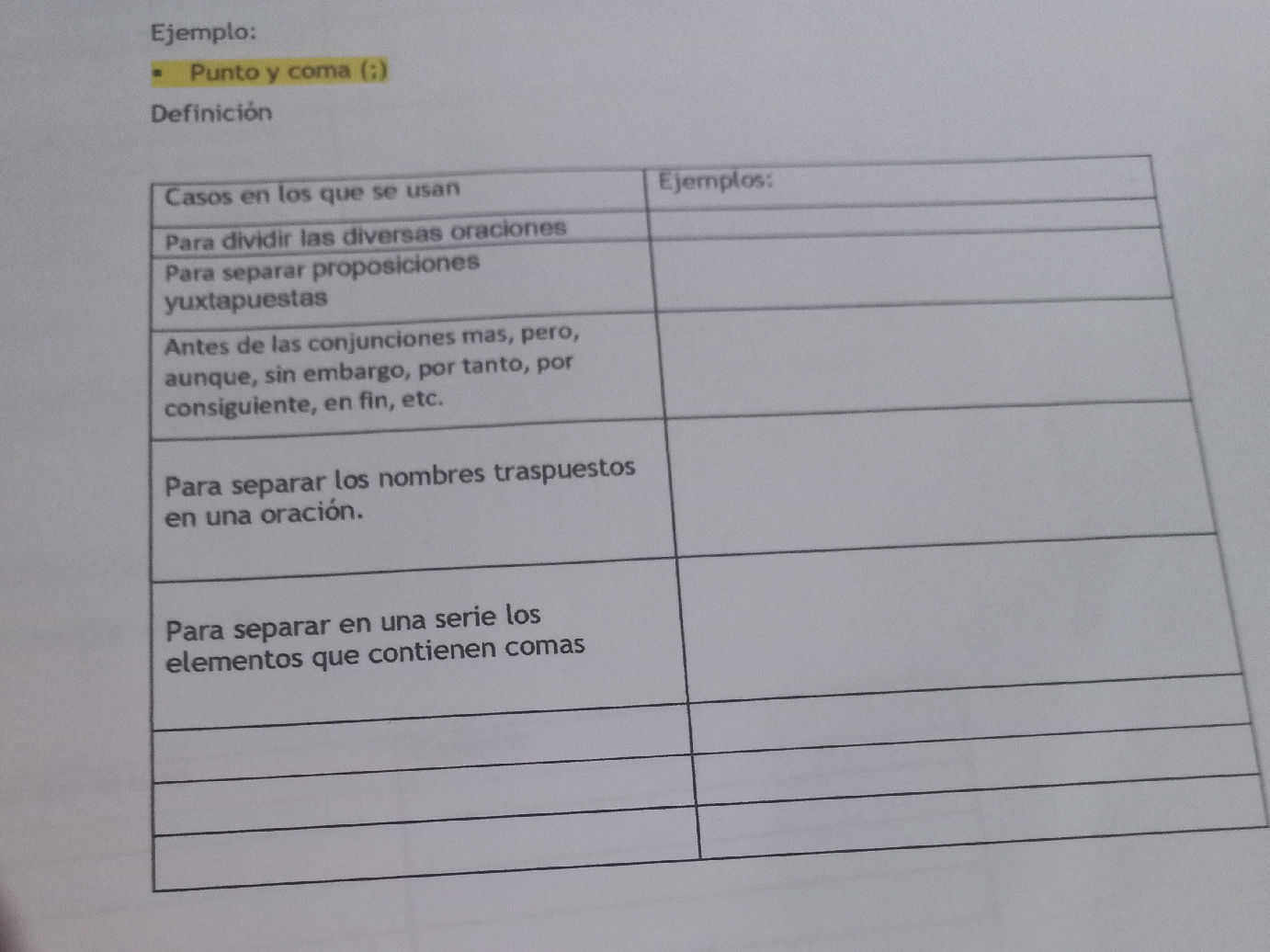 Ejemplo: Punto y coma (;) Definición | | StudyX