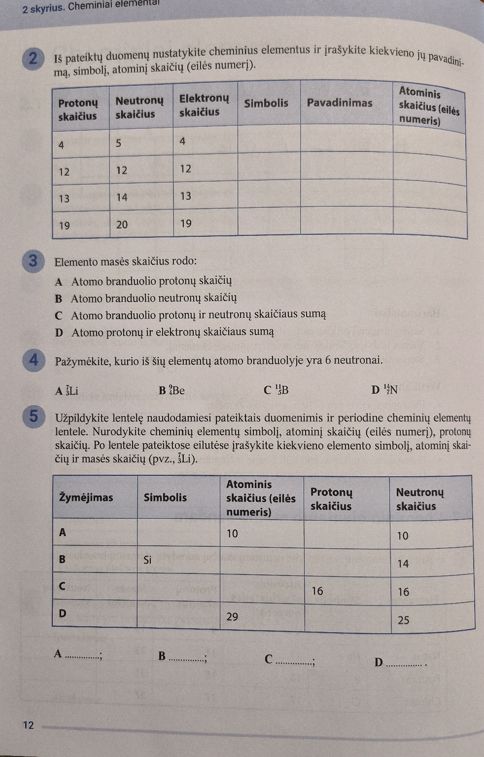3 Elemento masės skaičius rodo: A Atomo | StudyX