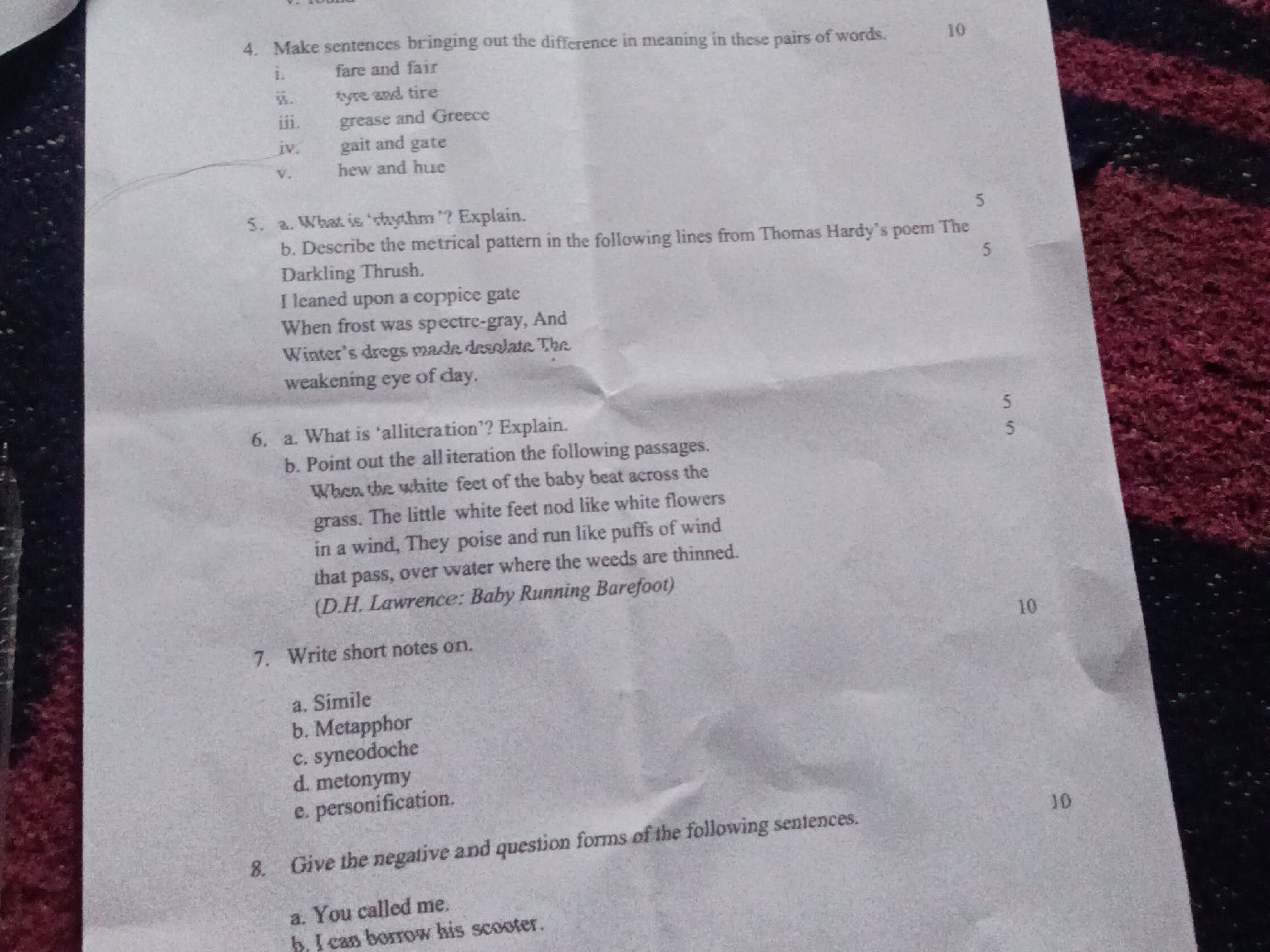 5. a. What is 'rhythm'? Explain. 5 b. | StudyX