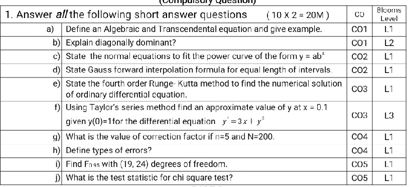 1. Answer all the following short answer | StudyX