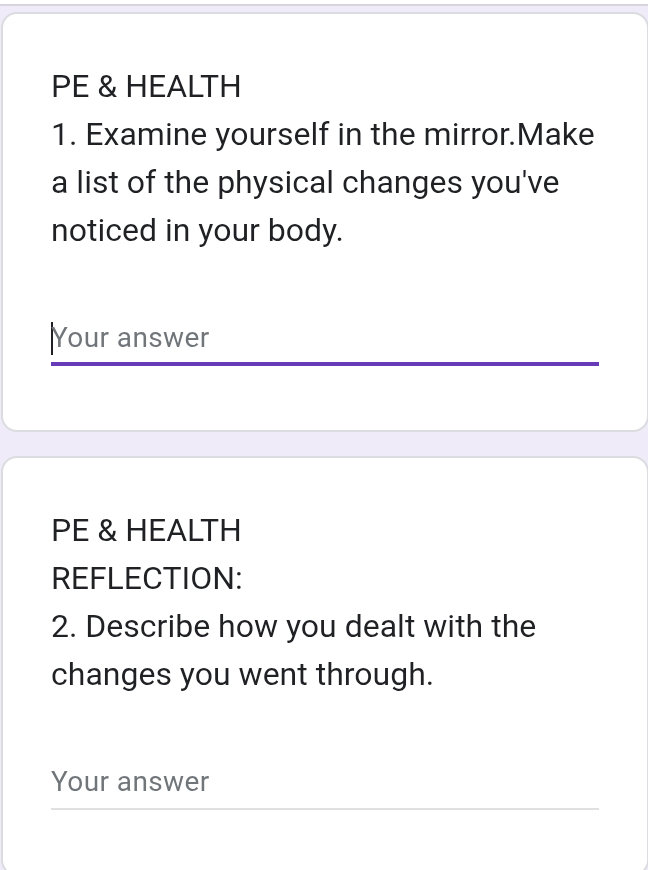PE HEALTH 1. Examine yourself in the | StudyX