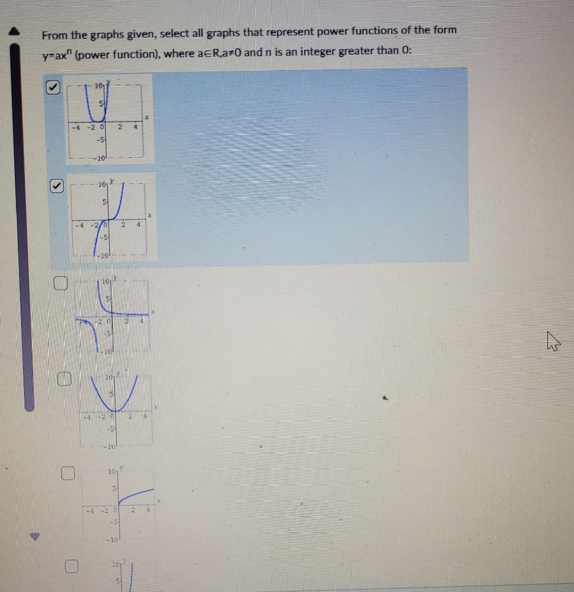 From the graphs given, select all graphs | StudyX
