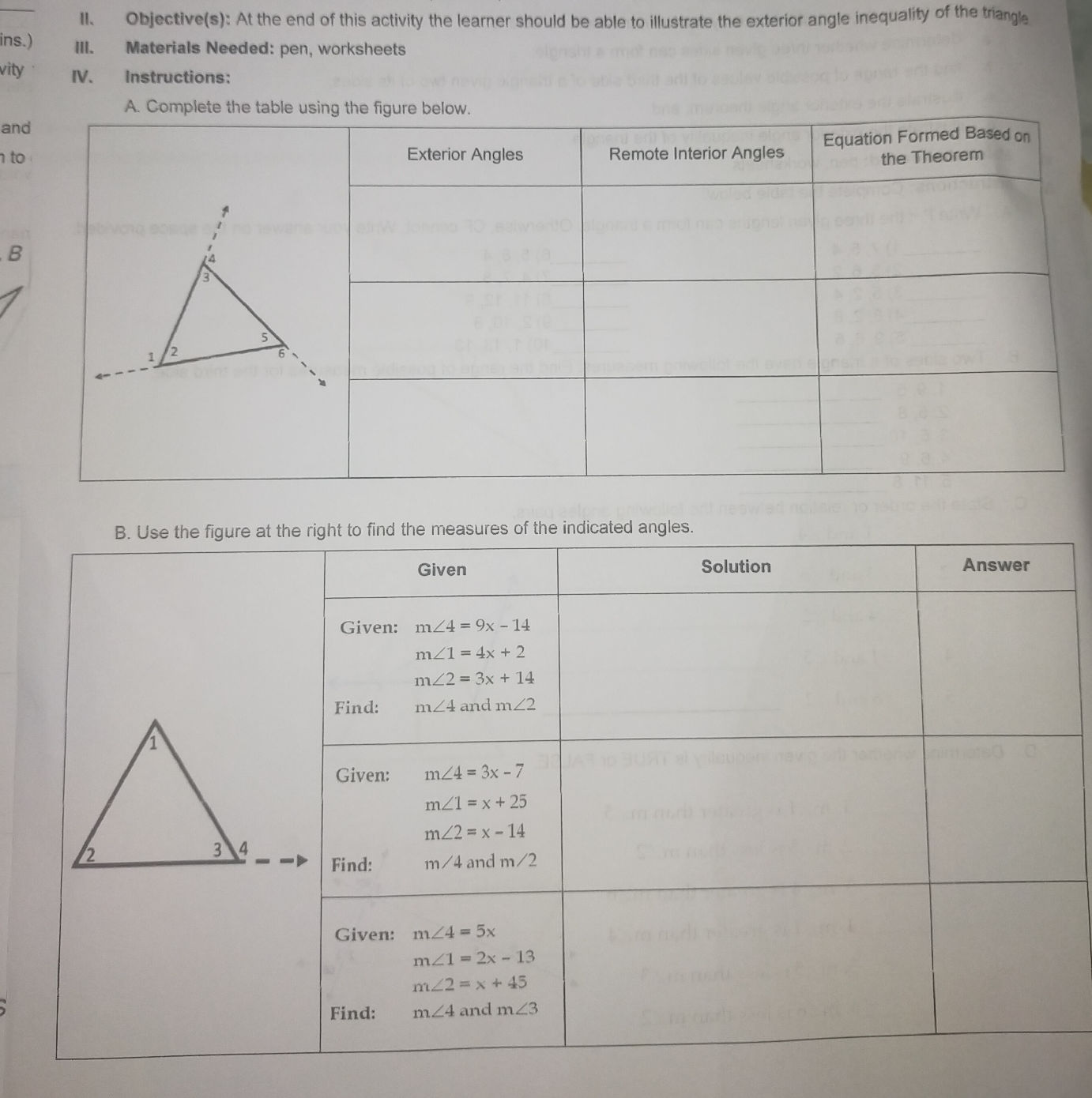 A. Complete the table using the figure | StudyX