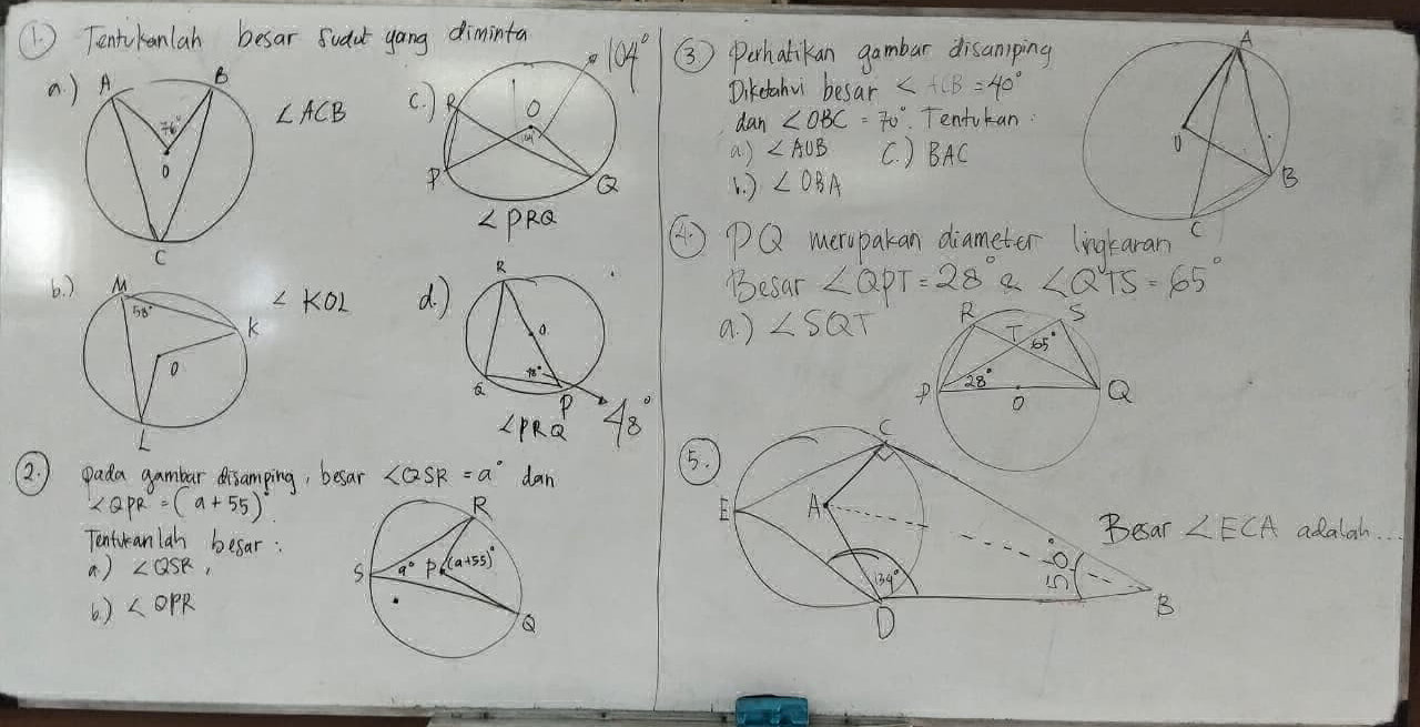 1. Tentukanlah besar sudut yang diminta a.) | StudyX