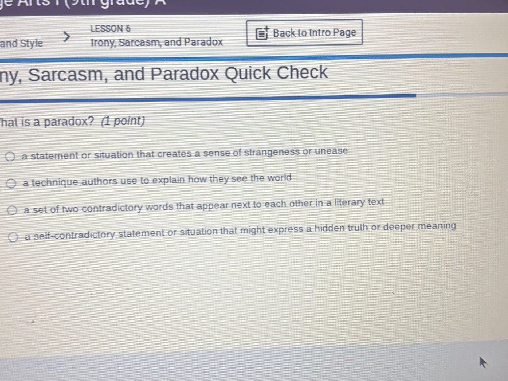 What is a paradox? (1 point) A statement or | StudyX