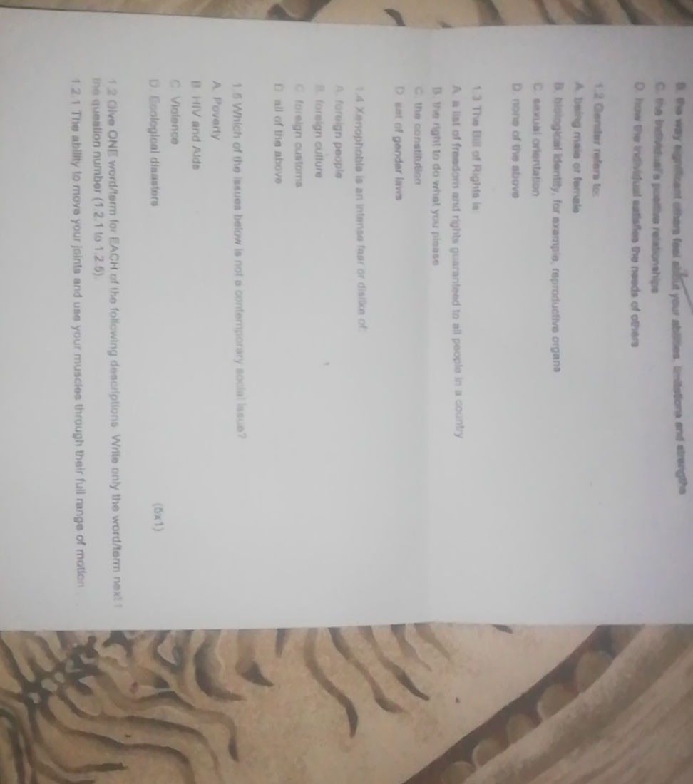 1.2. Gender refers to A being male or female | StudyX