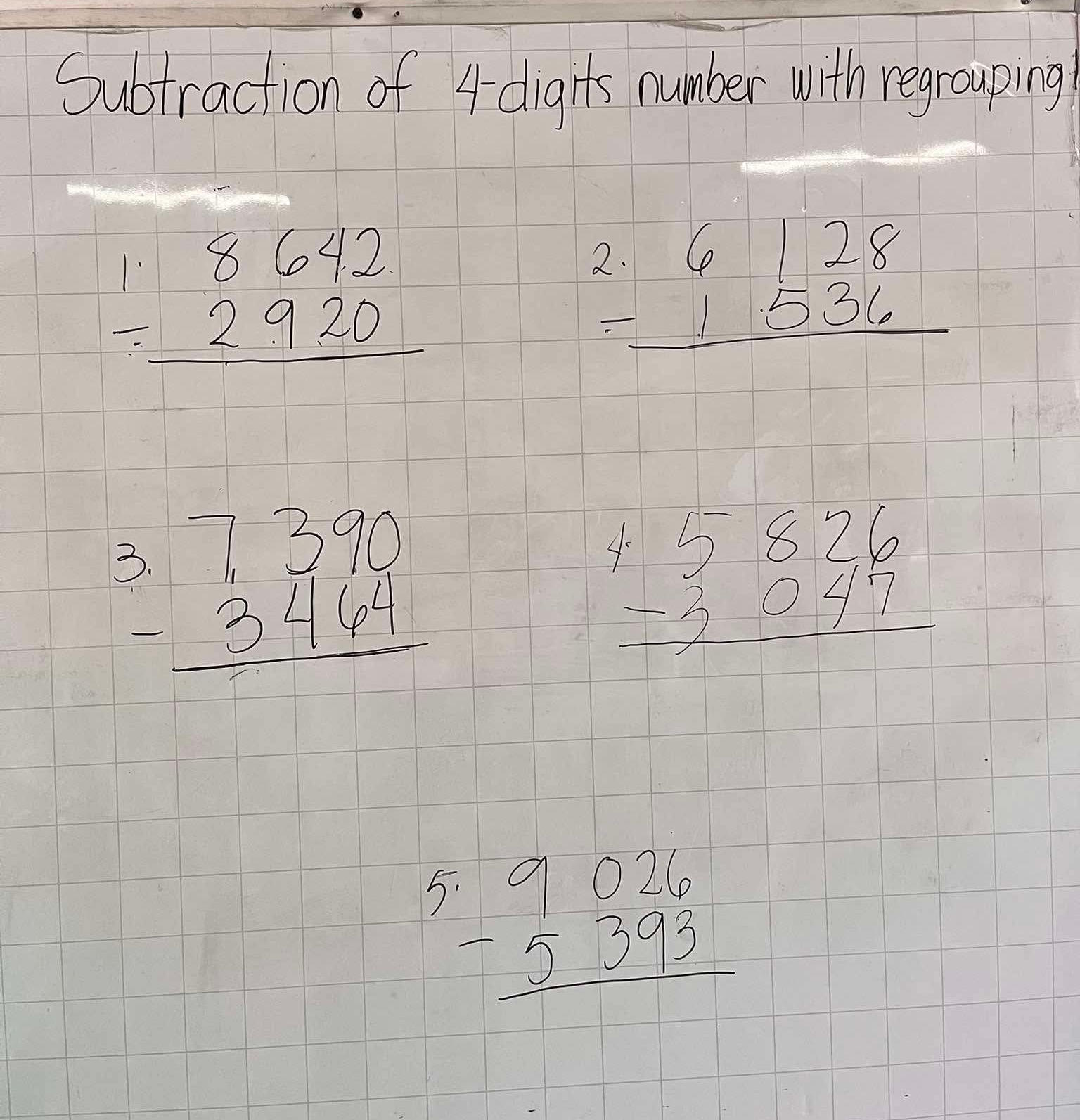 Subtraction of 4-digits number with | StudyX