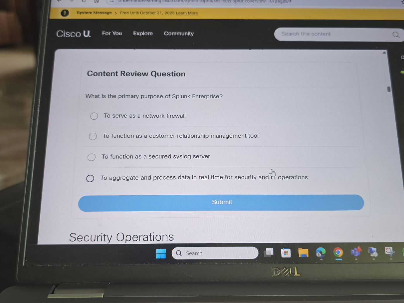 What is the primary purpose of Splunk | StudyX