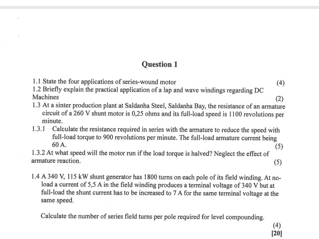 Question 1 1.1 State the four applications | StudyX