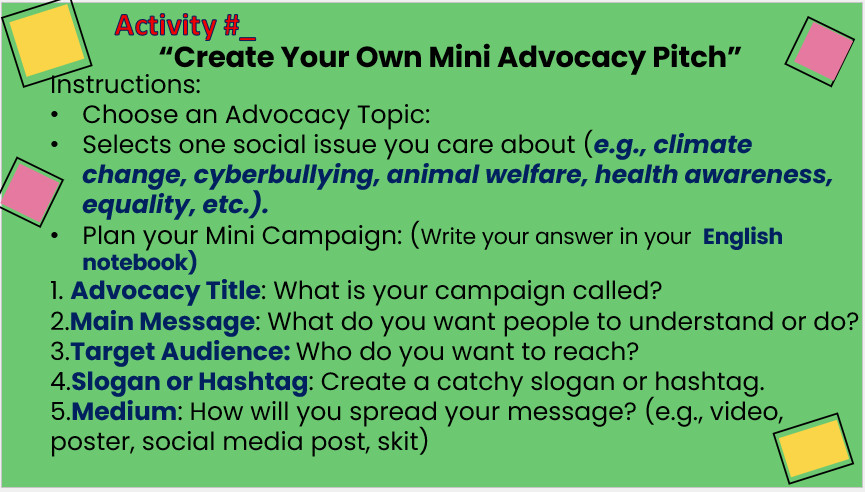 Activity #_ "Create Your Own Mini Advocacy | StudyX