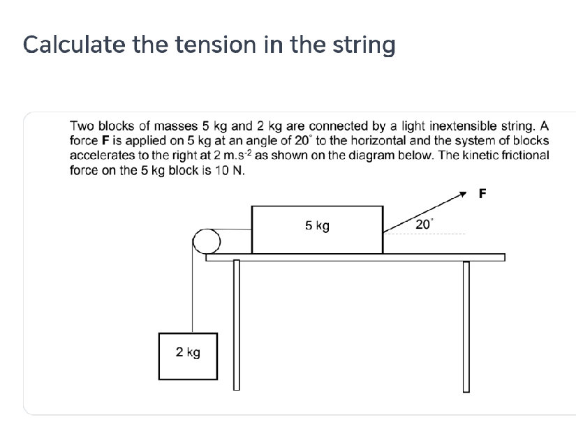 Calculate the tension in the string Two | StudyX