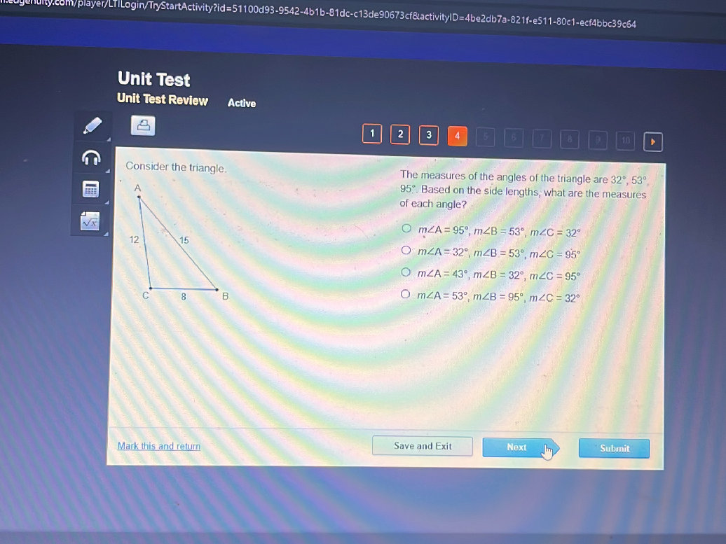 Consider the triangle. (Diagram shows a | StudyX
