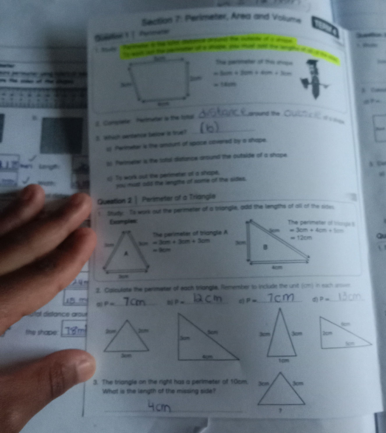 Section 7: Perimeter, Area and Volume 1. | StudyX
