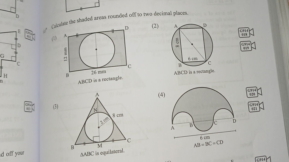 Calculate the shaded areas rounded off to | StudyX