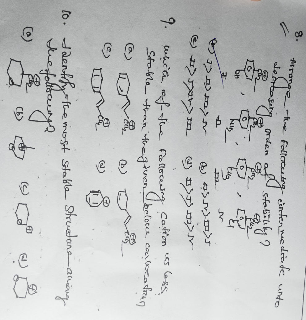9. Which of the following cation is less | StudyX