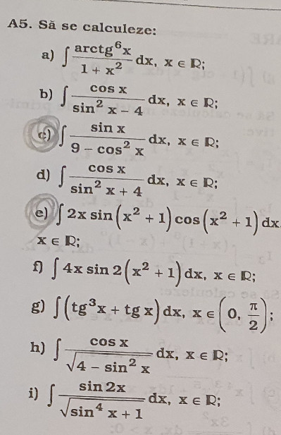A5. Să se calculeze: a) $ {arctg^6 x}{1 + | StudyX