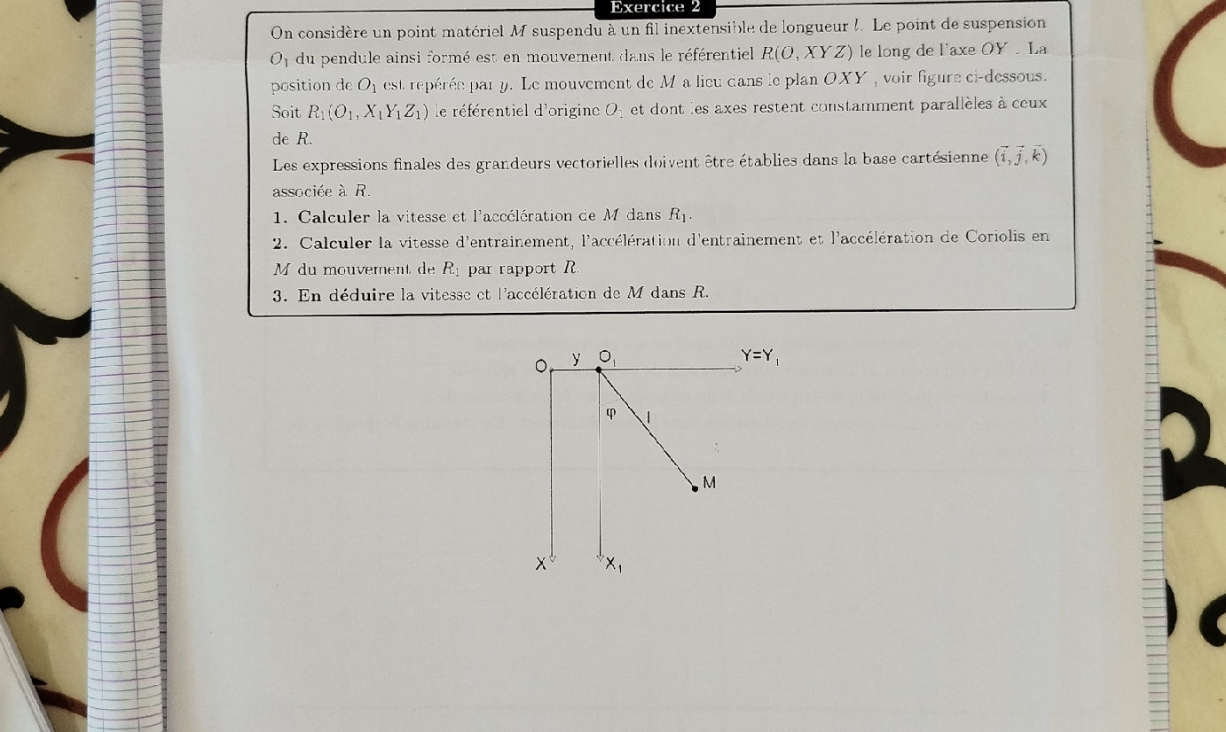 Exercice 2 On considère un point matériel M | StudyX