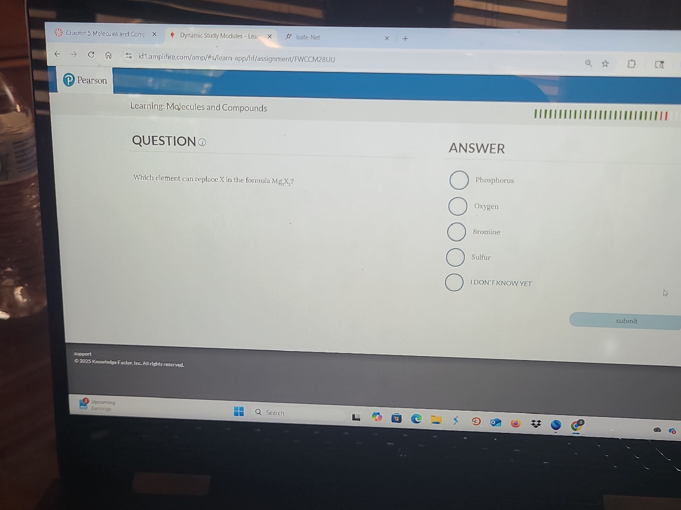 Which element can replace X in the formula | StudyX