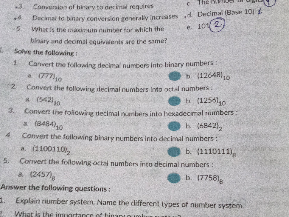 3. Conversion of binary to decimal requires | StudyX