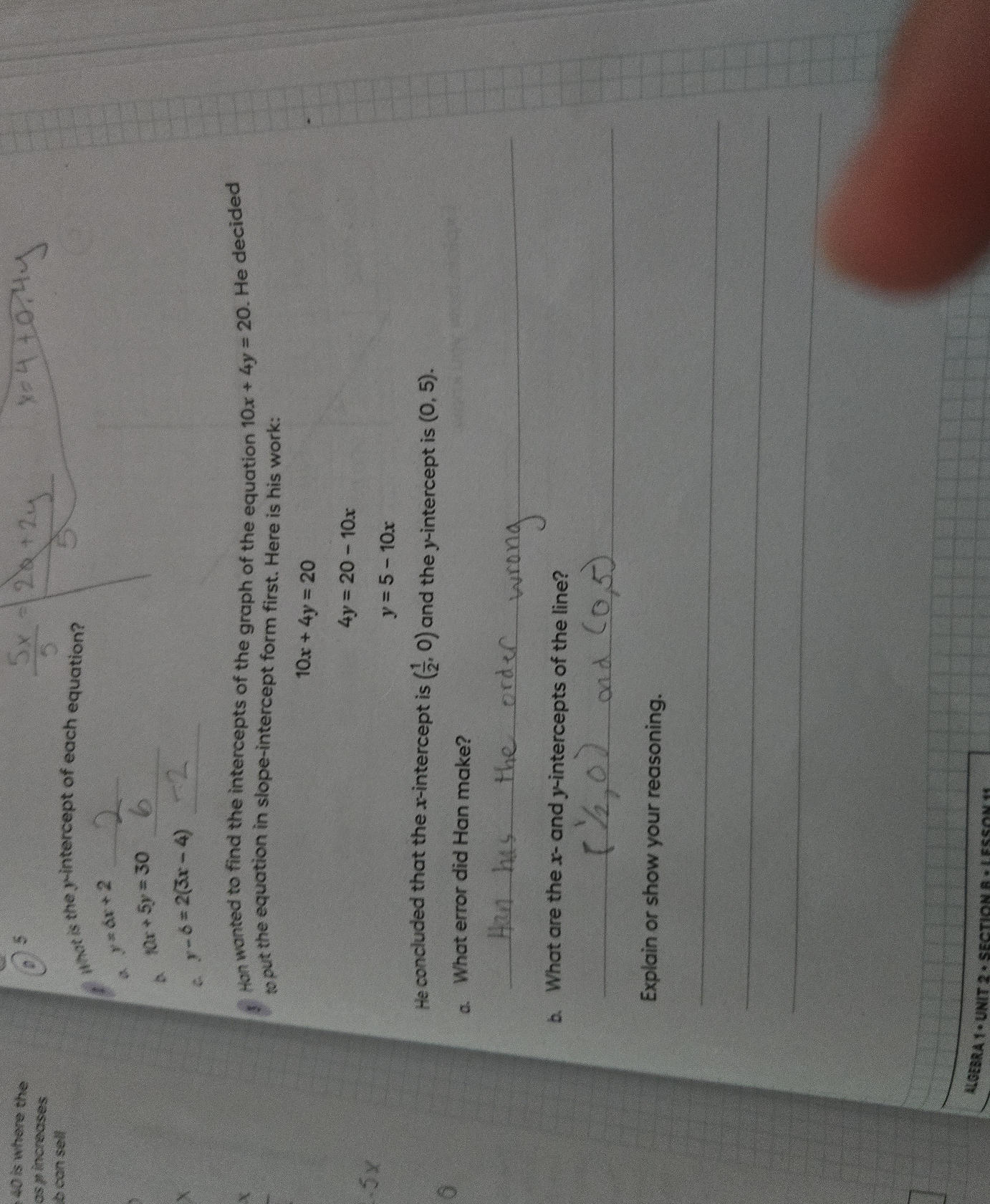 Han wanted to find the intercepts of the | StudyX