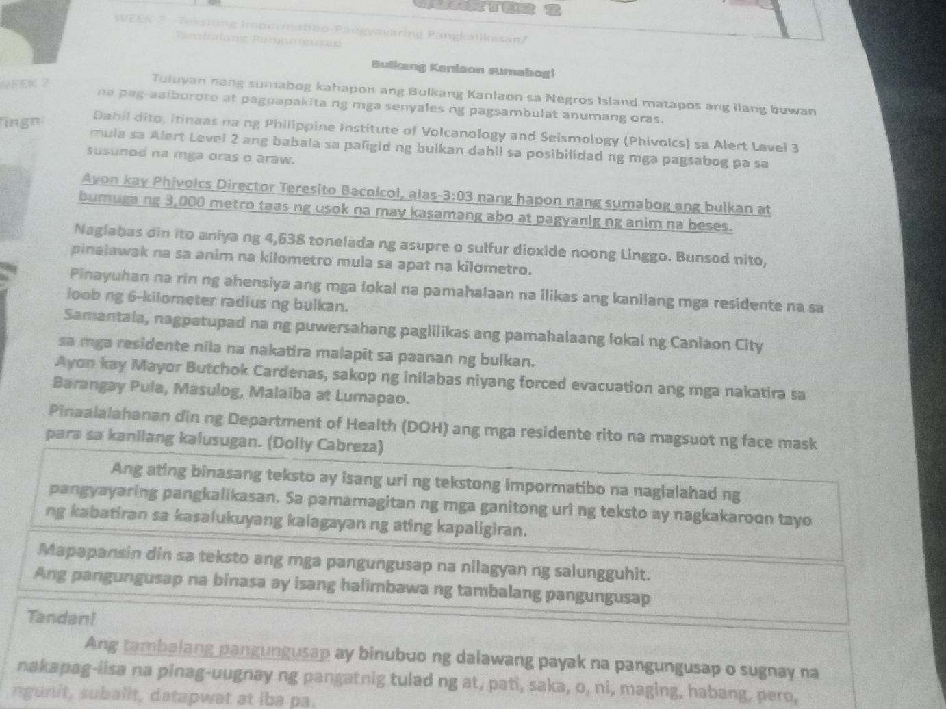 Bulkan Kanlaon sumabog! Tuluyan nang | StudyX