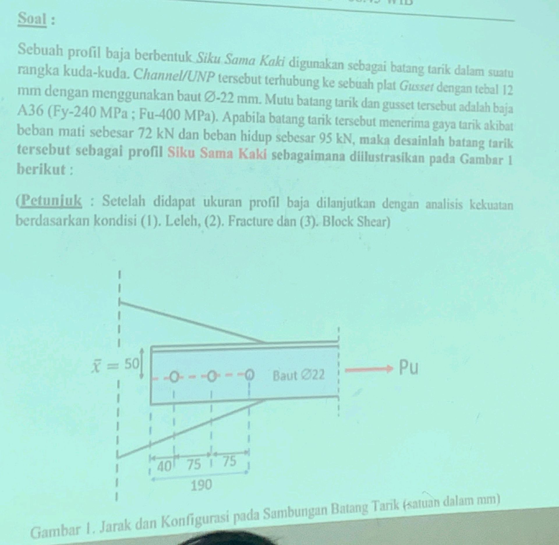 Soal: Sebuah profil baja berbentuk Siku | StudyX