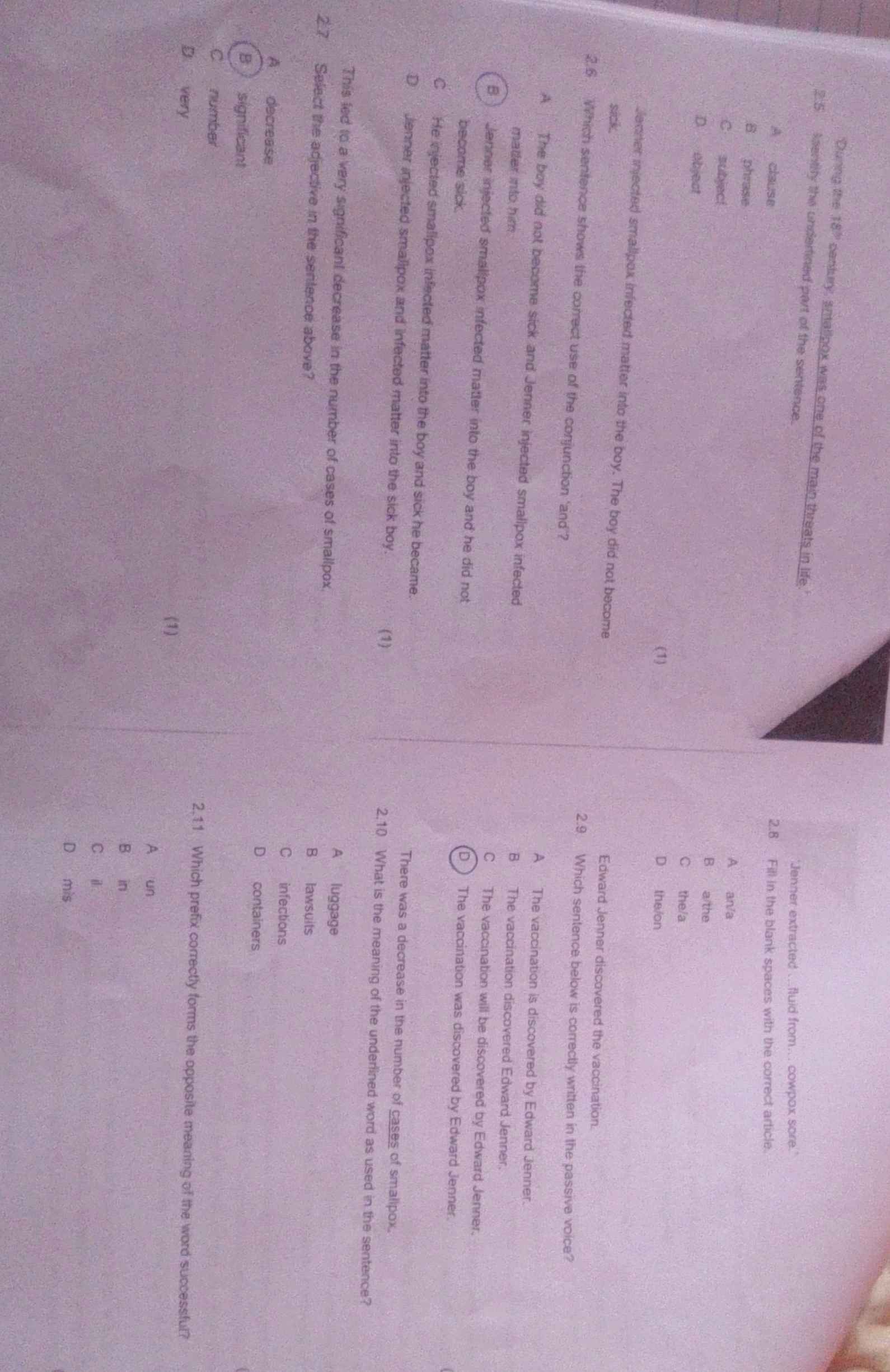 2.5 Identify the underlined part of the | StudyX