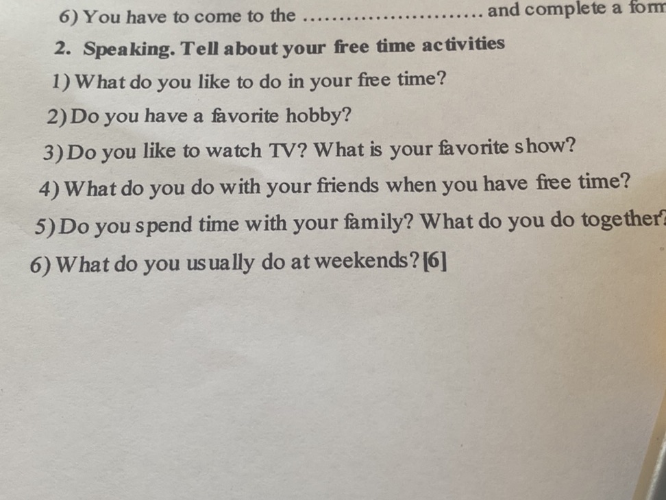 2. Speaking. Tell about your free time | StudyX