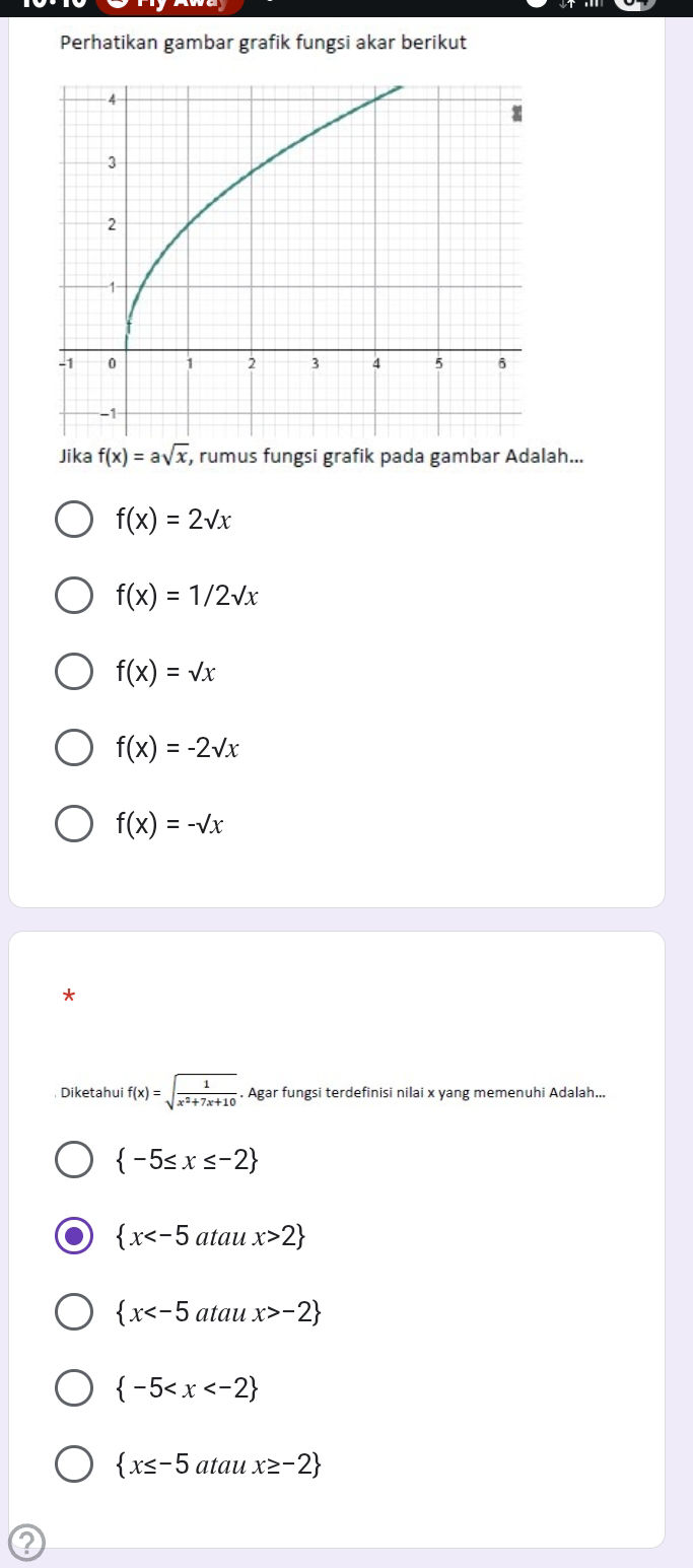 Perhatikan gambar grafik fungsi akar berikut | StudyX