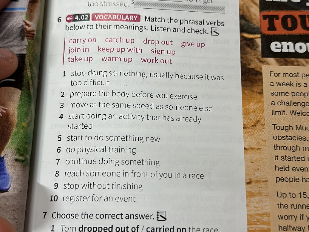 VOCABULARY 4.02 Match the phrasal verbs | StudyX