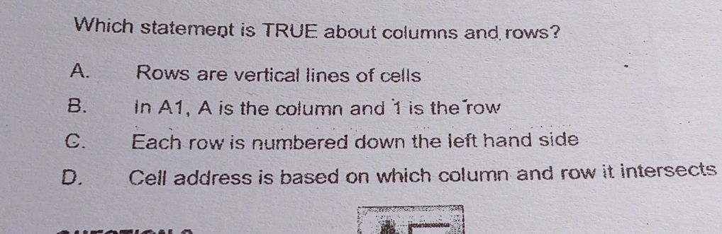 Which statement is TRUE about columns and | StudyX