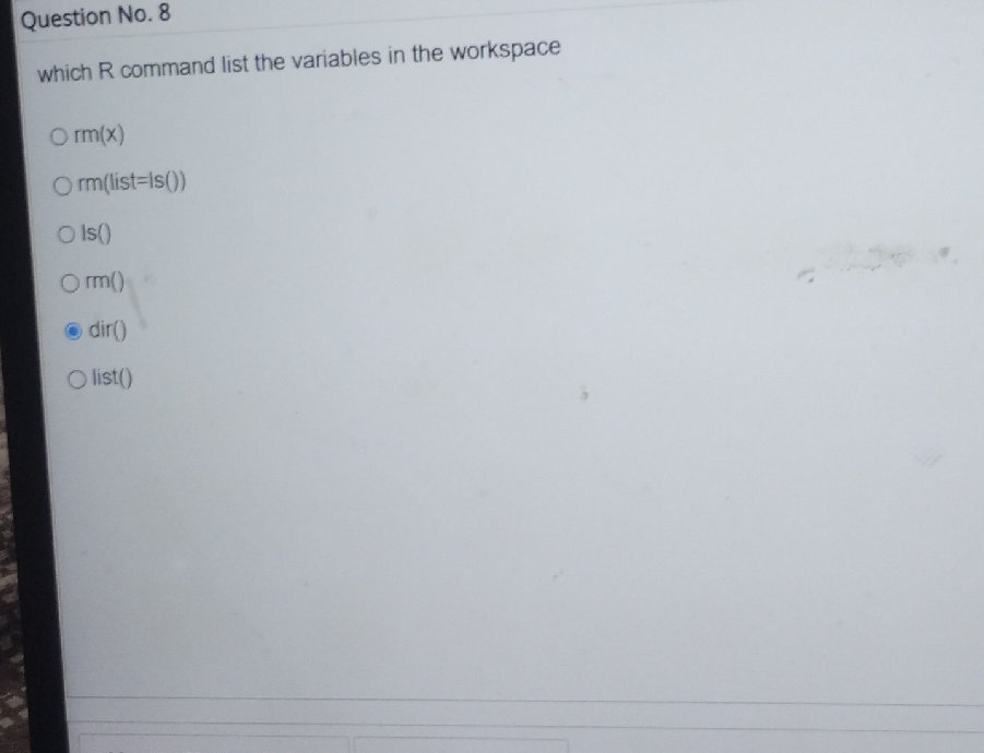 which R command list the variables in the | StudyX
