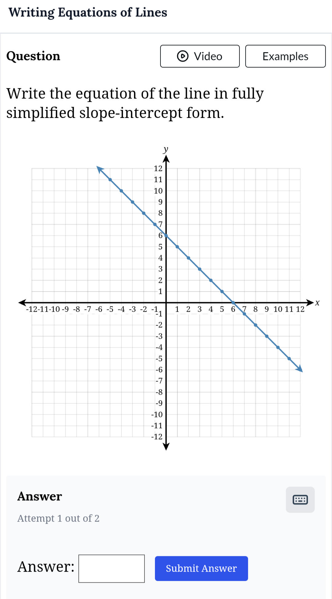Write the equation of the line in fully | StudyX