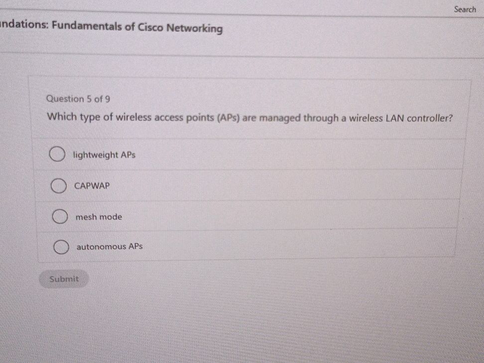 Question 5 of 9 Which type of wireless | StudyX