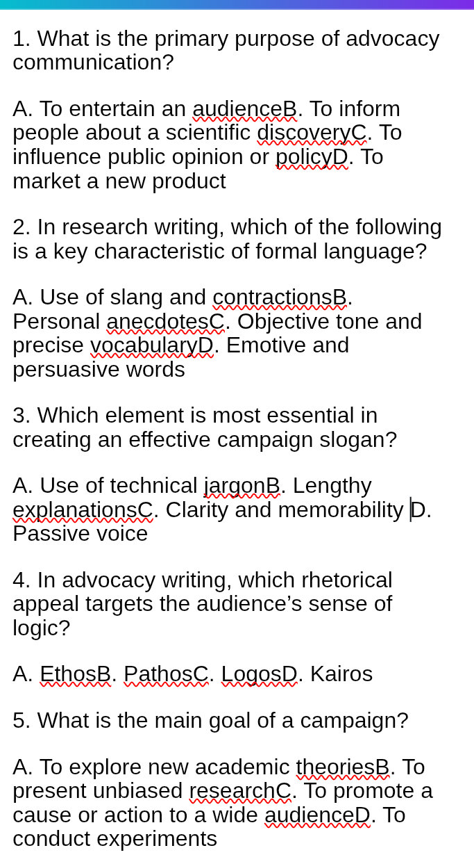 2. In research writing, which of the | StudyX