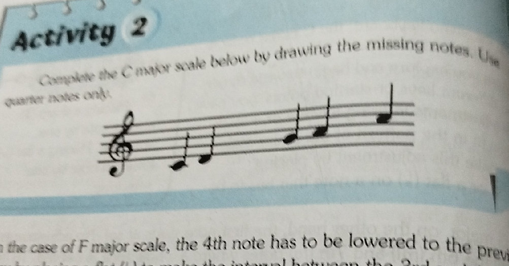 Activity 2 Complete the C major scale below | StudyX