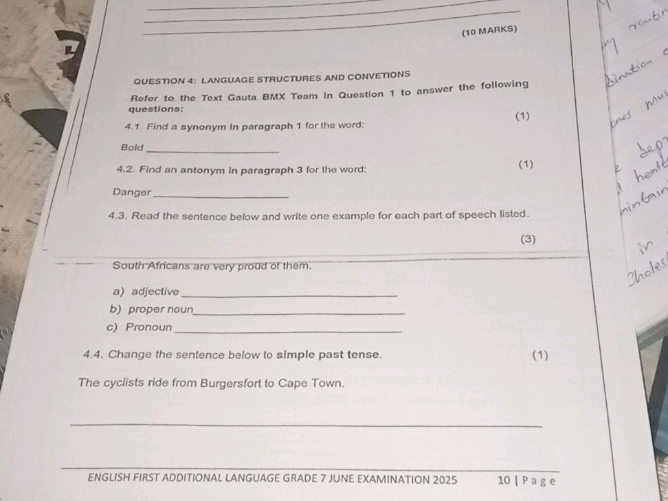 QUESTION 4: LANGUAGE STRUCTURES AND | StudyX