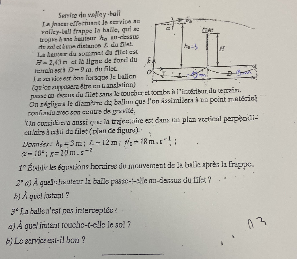 Service du volley-ball Le joueur effectuant | StudyX