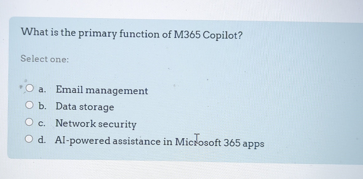 What is the primary function of M365 | StudyX