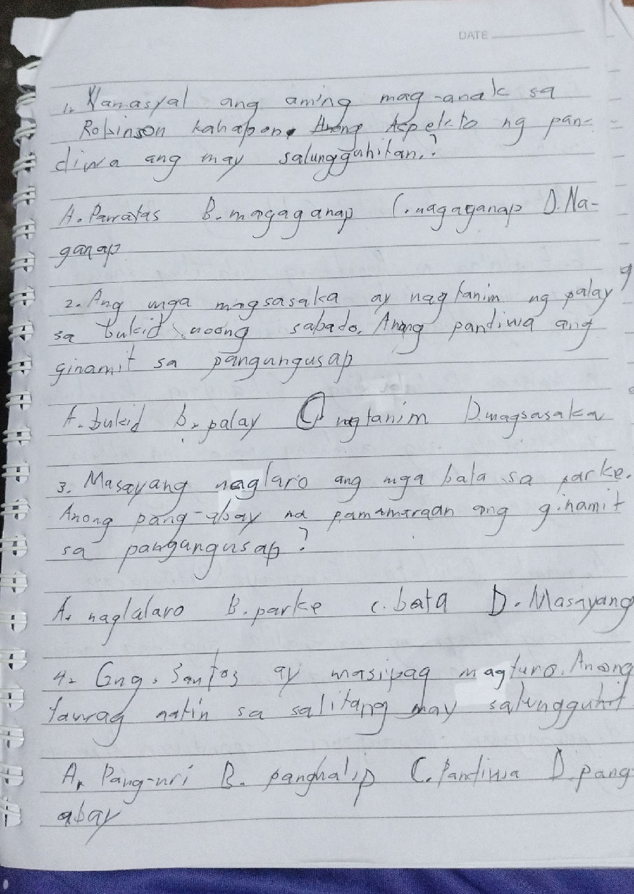 3. Masayang naglaro ang mga bata sa parke. | StudyX