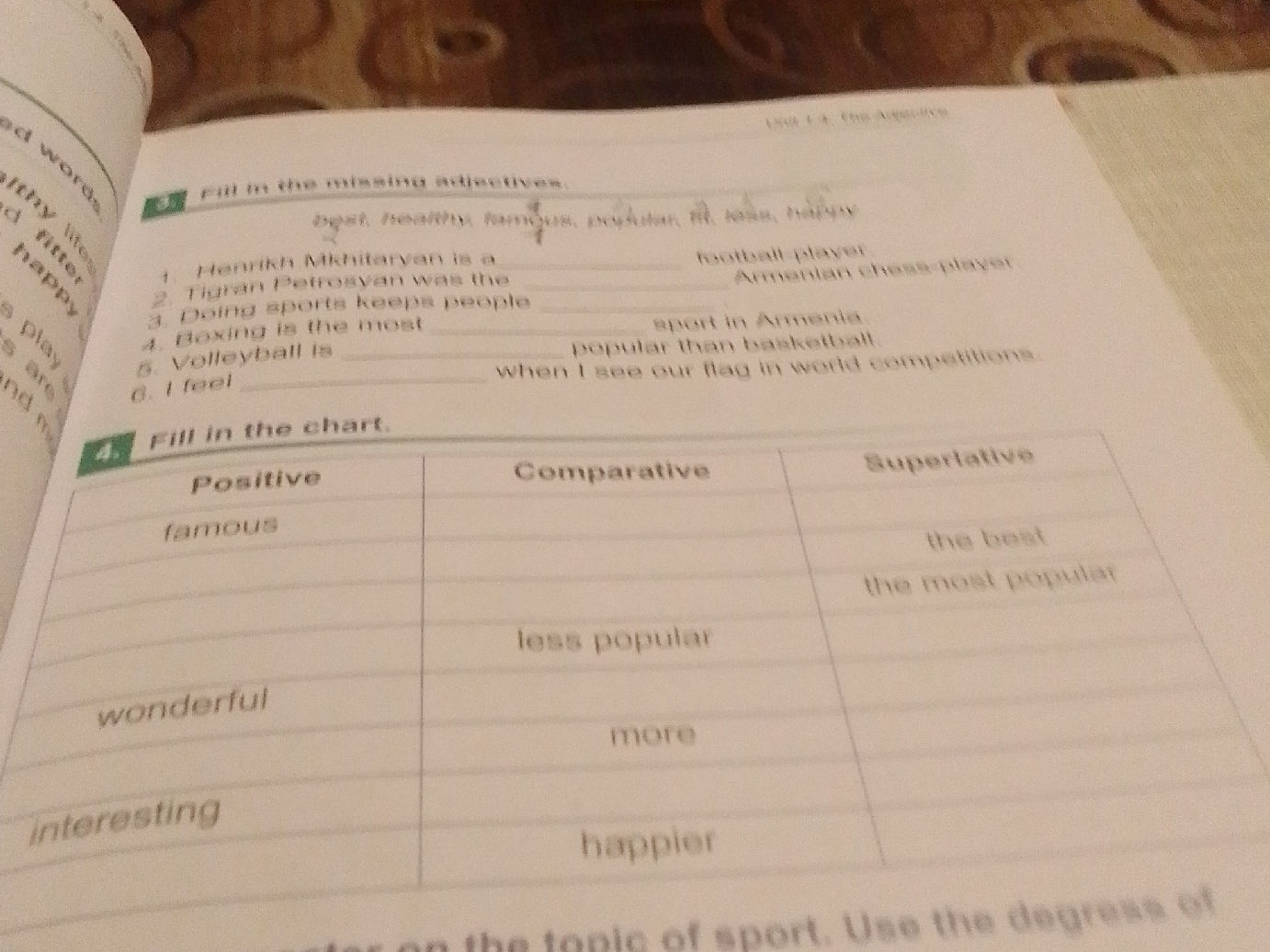 Fill in the missing adjectives. Words | StudyX